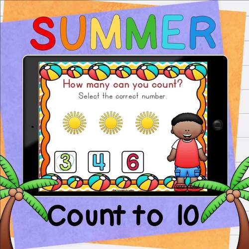 Summer Math Boom Cards | Counting to 10 digital task cards | TPT