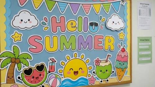 Hello Summer Bulletin Board Classroom Door Decor End of Year Last Week ...