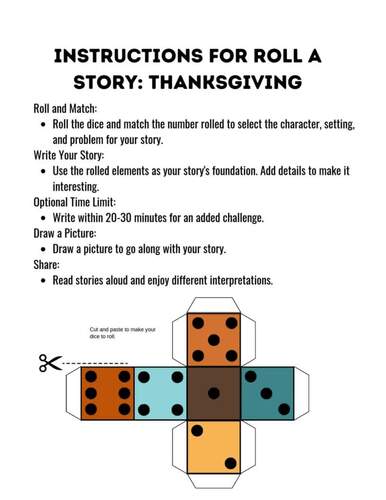 Fall Roll a Story Writing Activity for Kids | Thanksgiving Printable ...