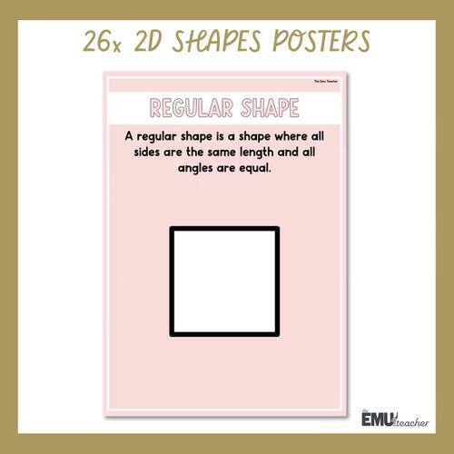 2D Shapes Geometry Posters | Shape Properties, Features & Vocabulary ...