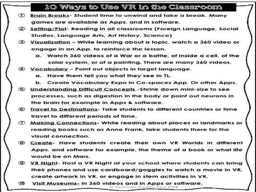 Virtual Reality Set-up Guide and Bundle of Activities for ESOL Class