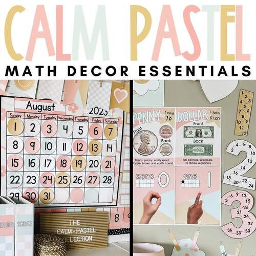 Calm Pastel Math Classroom Decor Essentials | Editable | *NEW! | TPT