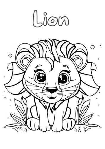 Printable Cute Lion coloring sheet,Kids,illustration,Animal,coloring ...