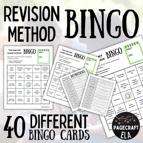 Revision and Test Prep Bingo | 40 Printable Bingo Cards | Study Methods