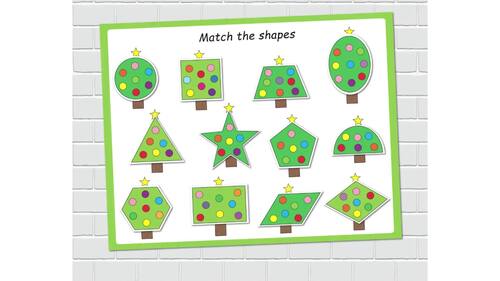 Christmas Tree Shape Matching Activity, 2D Shapes, Winter Busy Book Page