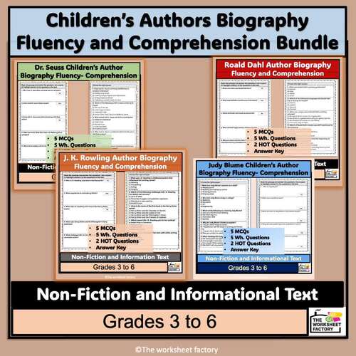 Children’s Authors Biography Fluency and Comprehension Bundle | TPT