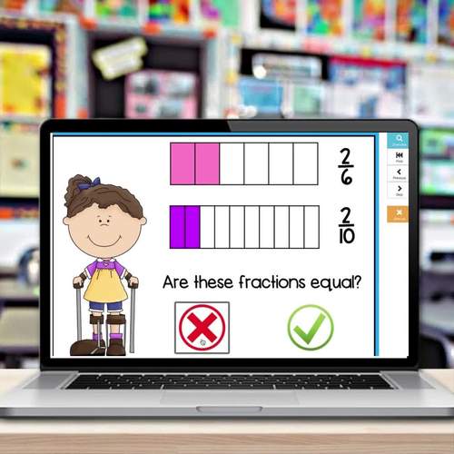 Equivalent Fractions Boom Cards - Comparing Fraction Visual Models