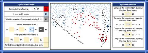 Spiral Math Review for 1st or 2nd grade - Digital Pixels Activity #11