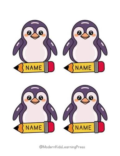 Penguins Editable Name Tags and Labels - Penguins Theme Cubby Decor Signs
