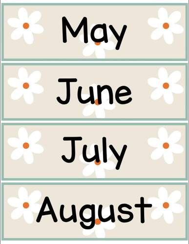 Retro Boho Daisy Themed Editable Calendar Inserts Calming Color ...