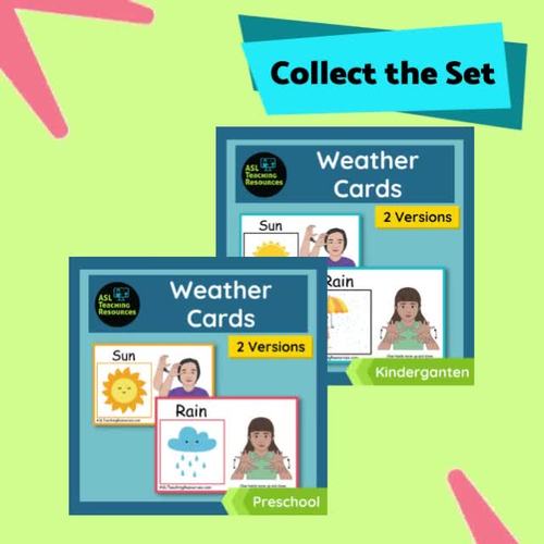 ASL Weather Visual Cards - Preschool by ASL Teaching Resources | TpT