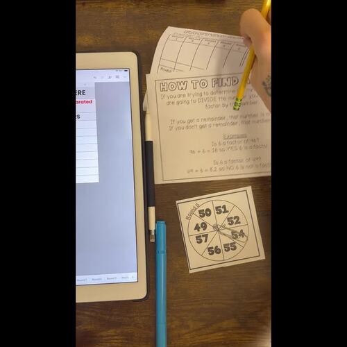 Factor Game Math Center Self Checking Google Sheet | Factor Reference ...