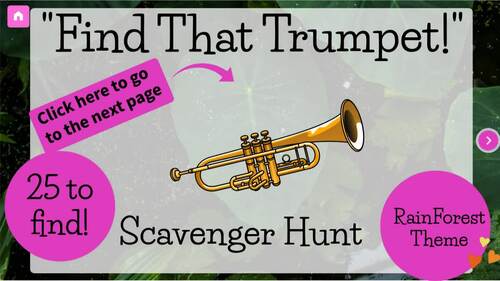 Trumpet Digital Scavenger Hunt- Forest Themed- Online Music Game