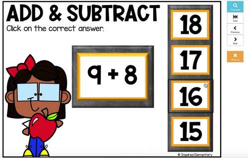 Addition & Subtraction Math Facts to 20 Boom Cards™ by Inspired Elementary