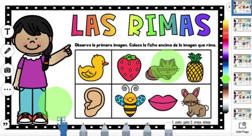 Las rimas Google Slides and Seesaw by La Maestra Pati Bilingue | TPT