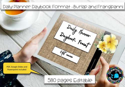Daybook Planner for Teachers- BURLAP AND FRANGIPANNI PDF I GOOGLE ...