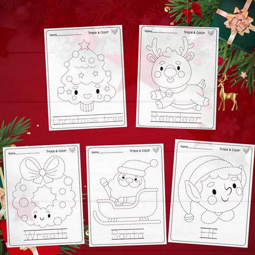 Christmas Tracing & Coloring for Kindergarten, Fine Motor Skill, Winter ...