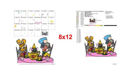 Mad Hatter March Hare Dormouse tea party Alice Wonderland embroidery ...