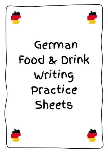 German Food and Drink Worksheets for Handwriting Practice | TPT