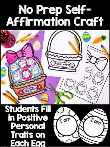 Easter Basket Craft and Writing Self Affirmation Spring Bulletin Board ...