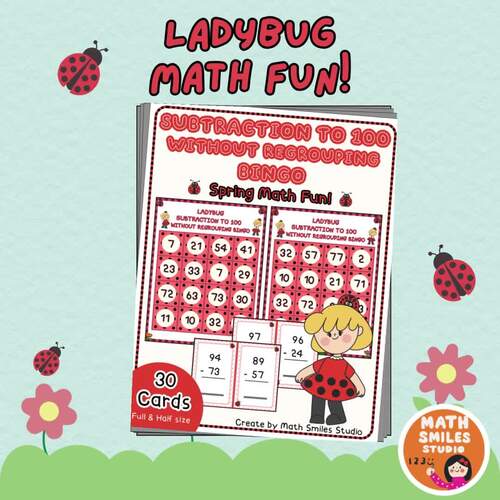 Ladybug Subtraction to 100 Bingo (Without Regrouping) | Spring Math ...