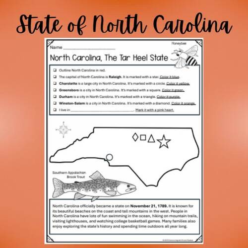 North Carolina Maps - Find and Color Activities | TPT
