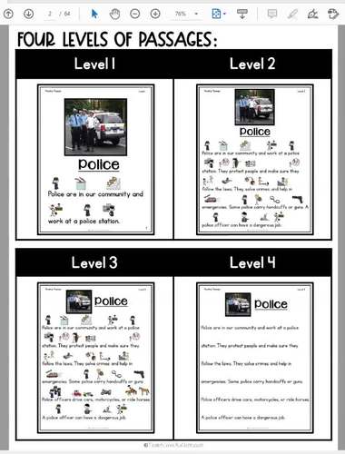 Police Reading Comprehension Passages and Questions with Visuals