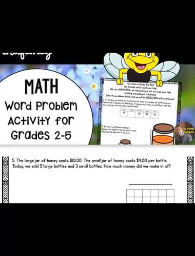 Spring Math Craftivity- Buzzy the Bee Multi-Step Word Problem- Grades 2-5