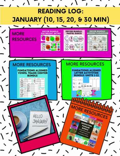January Reading Log Coloring Homework by Ms Beh in K | TPT