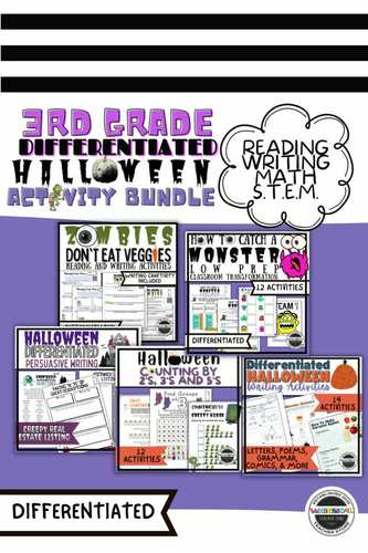 3rd Grade Differentiated Activities Halloween Bundle | TPT