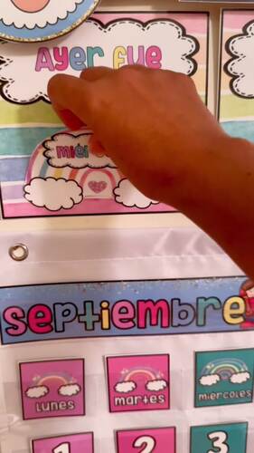 Pastel Rainbow Interactive Bilingual Calendar Set| Spanish&English