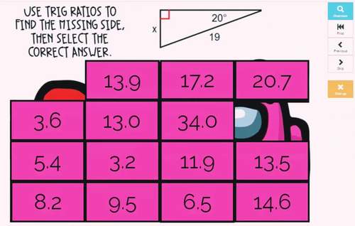 Using Trigonometry to Find Angles and Sides Picture Reveal Boom Cards