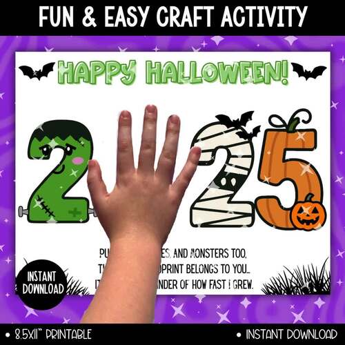 Halloween Pumpkin Monster Handprint Craft 2025, Preschool Hand Art Poem ...