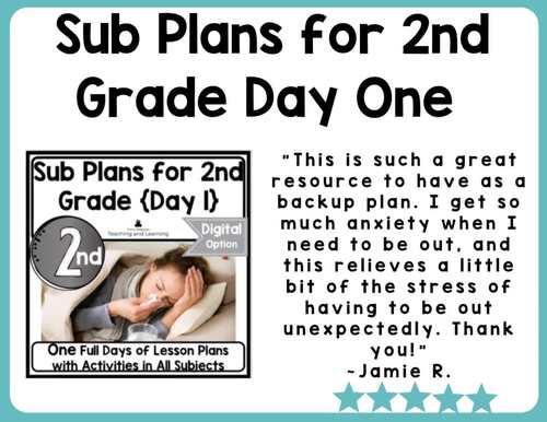 Sub Plans for 2nd Grade Emergency Sub Plans 5 Subjects Day One | TpT