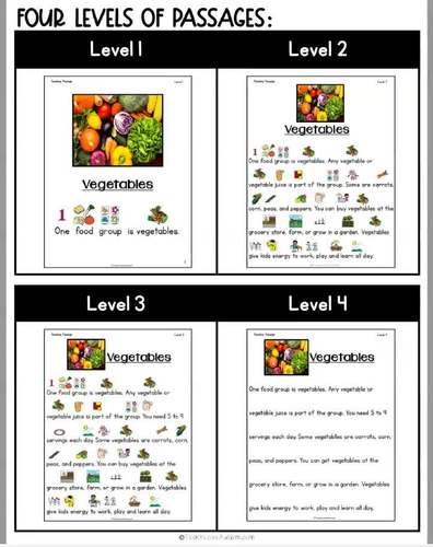 Vegetables Reading Comprehension with Visuals for Special Education