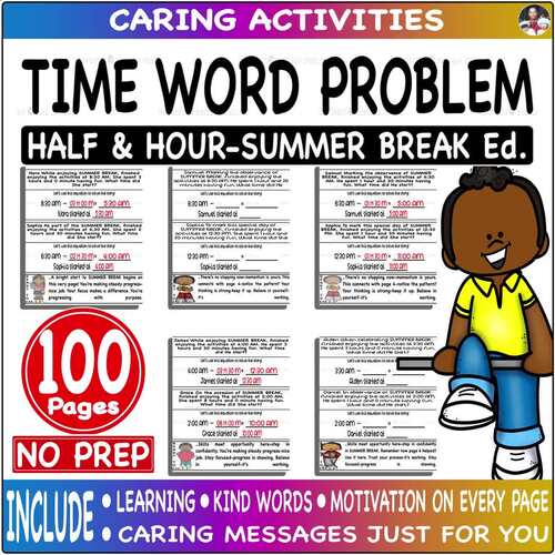 Telling Time to Half & hour Word Problems Time Start Fact Go - Summer ...