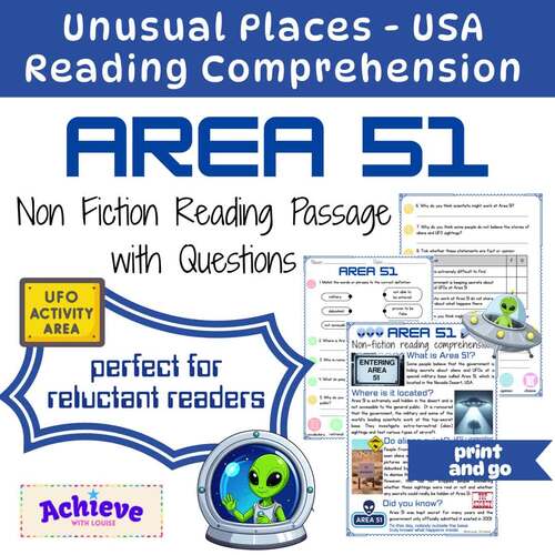 Area 51 Reading Comprehension - Aliens UFOs | Nonfiction Text | VIPERS