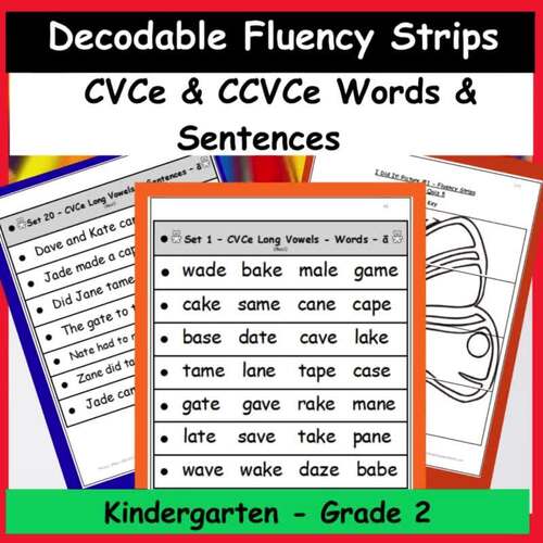 Fluency Strips – CVCe & CCVCe Long Vowels - Words & Sents. – Prac ...