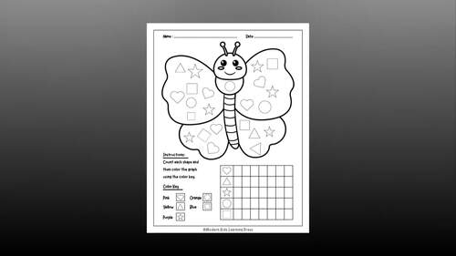 Count Color & Graph Shapes Spring & Summer Activity Coloring Pages