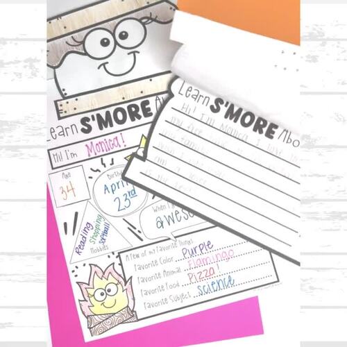 All About Me Crafts & Worksheets - S'mores Theme by Excited 2 Educate