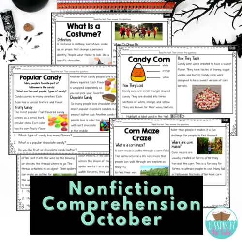 Fall Nonfiction Reading Comprehension Worksheets- October | TPT