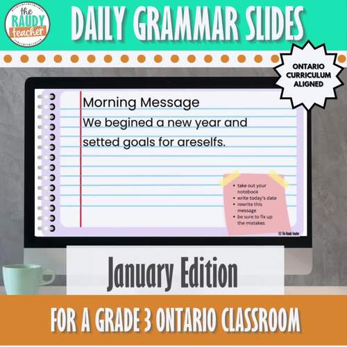 Grade 3 January Daily Grammar Slides | Ontario Language Curriculum 2023