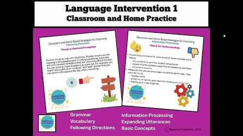 Language Intervention 1: General Strategies: Classroom & Home Practice