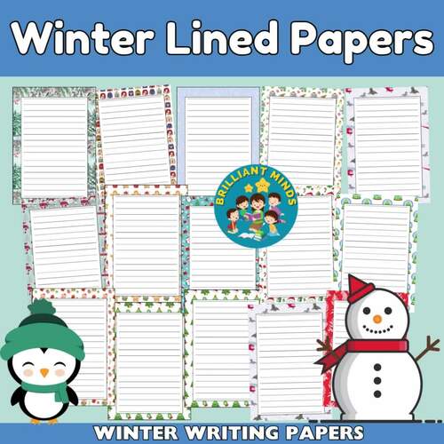 Winter Lined Paper - Winter Writing Paper - Winter Writing Papers with ...