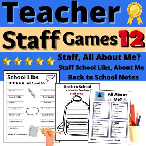 Teacher Staff Icebreakers Games 12 Group Resource Activity by DadsDesigns