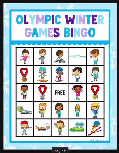 Winter Olympics 2026 Winter Games Bingo Milano-Cortina Class Activity