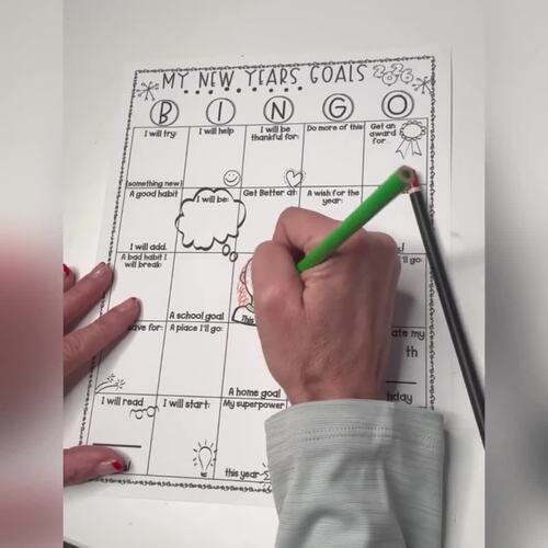 2026 New Year’s Goals Bingo Craft | New Year Goal Setting Activity | SEL