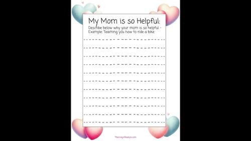 Mother's Day Gift from Kids, I Love My Mom Journal, Creative Writing