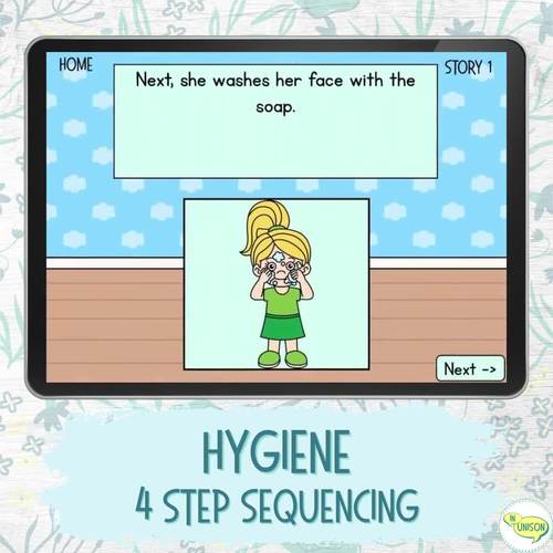 Hygiene 4 Step Sequencing Boom Cards™ with Short Stories | TpT