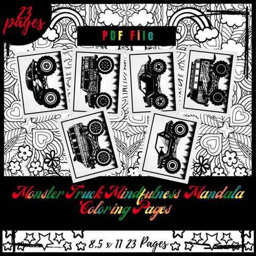 Monster Truck Mandala Coloring Printable Pages, Cool Sport Cars ...